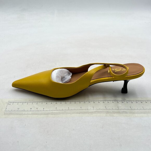 FSJ | Shoes | Fsj Yellow Kitten Heel Slingback Sandal Pointy Toe Sexy Pumps Dress Shoes | Poshmark